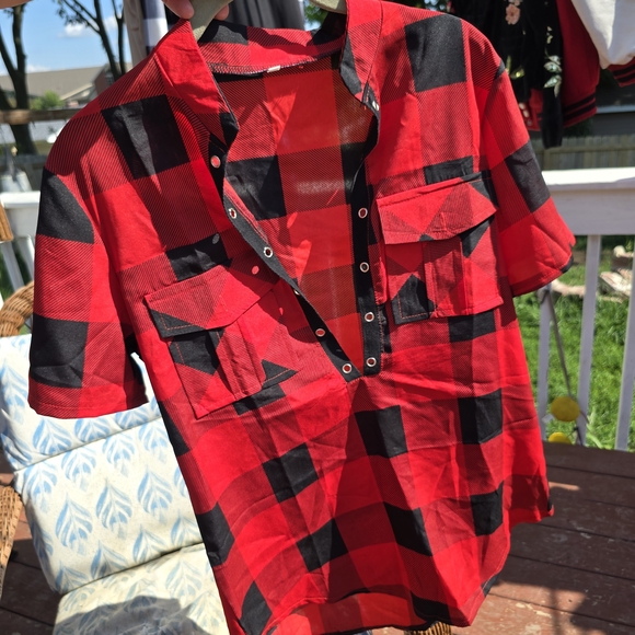 Tops | Red And Black Checkered Mens Shirt | Poshmark